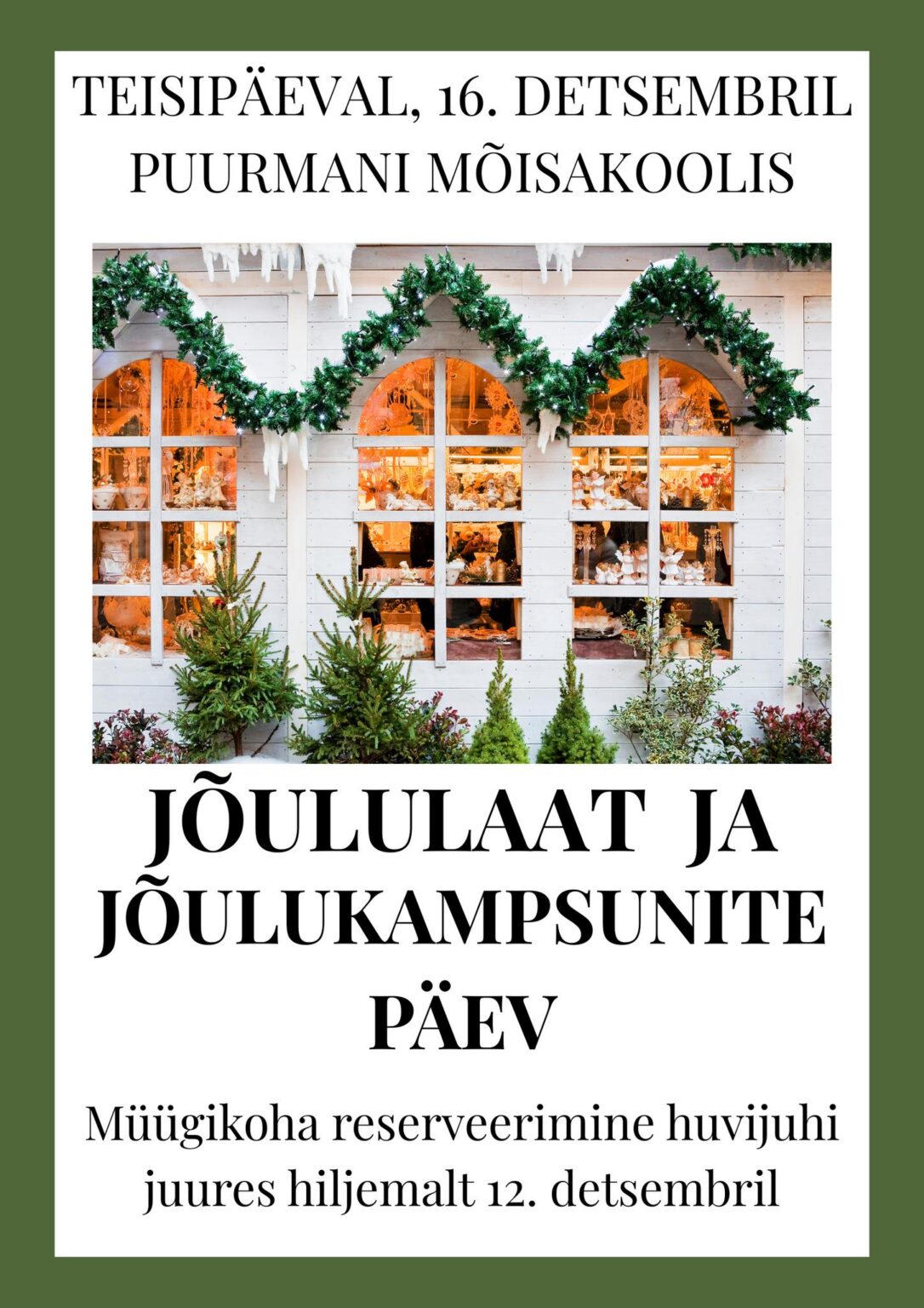 Jõululaat ja jõulukampsunite päev. – Puurmani Mõisakool